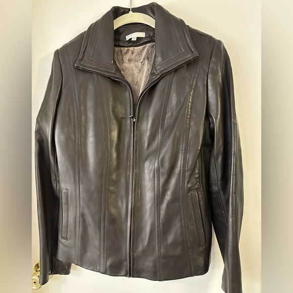 Avanti | Jackets & Coats | Nwt Avanti Dark Brown Leather Jacket Wfaux ...
